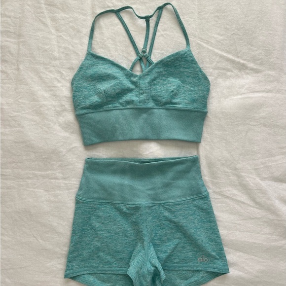 ALO Yoga | Shorts | Alo Yoga Blue Sports Bra Shorts | Poshmark